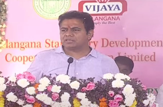 KTR: రాష్ట్రంలో శ్వేతవిప్లవం రావాలి: కేటీఆర్‌ | ktr-inaugurates-vijaya ...